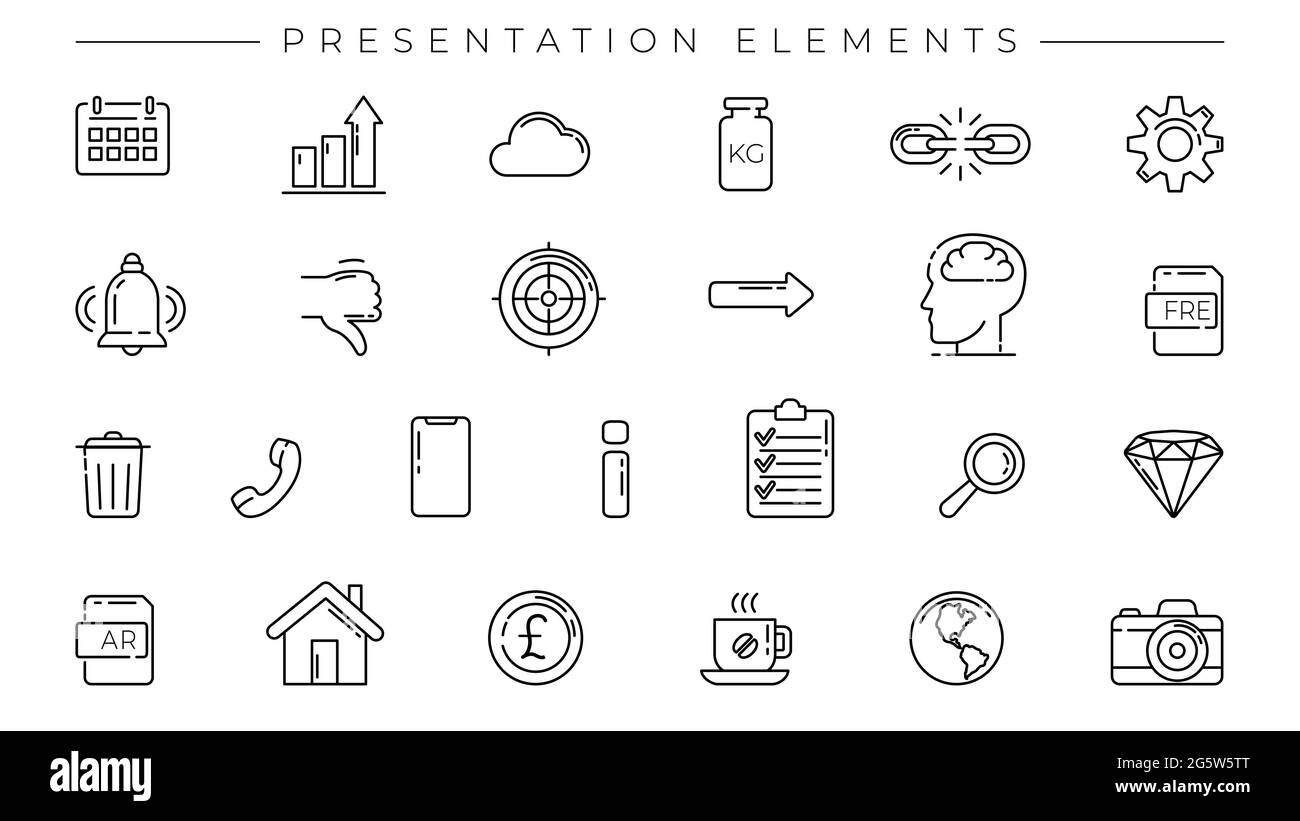Presentation Elements concept line style vector icons set Stock Vector ...