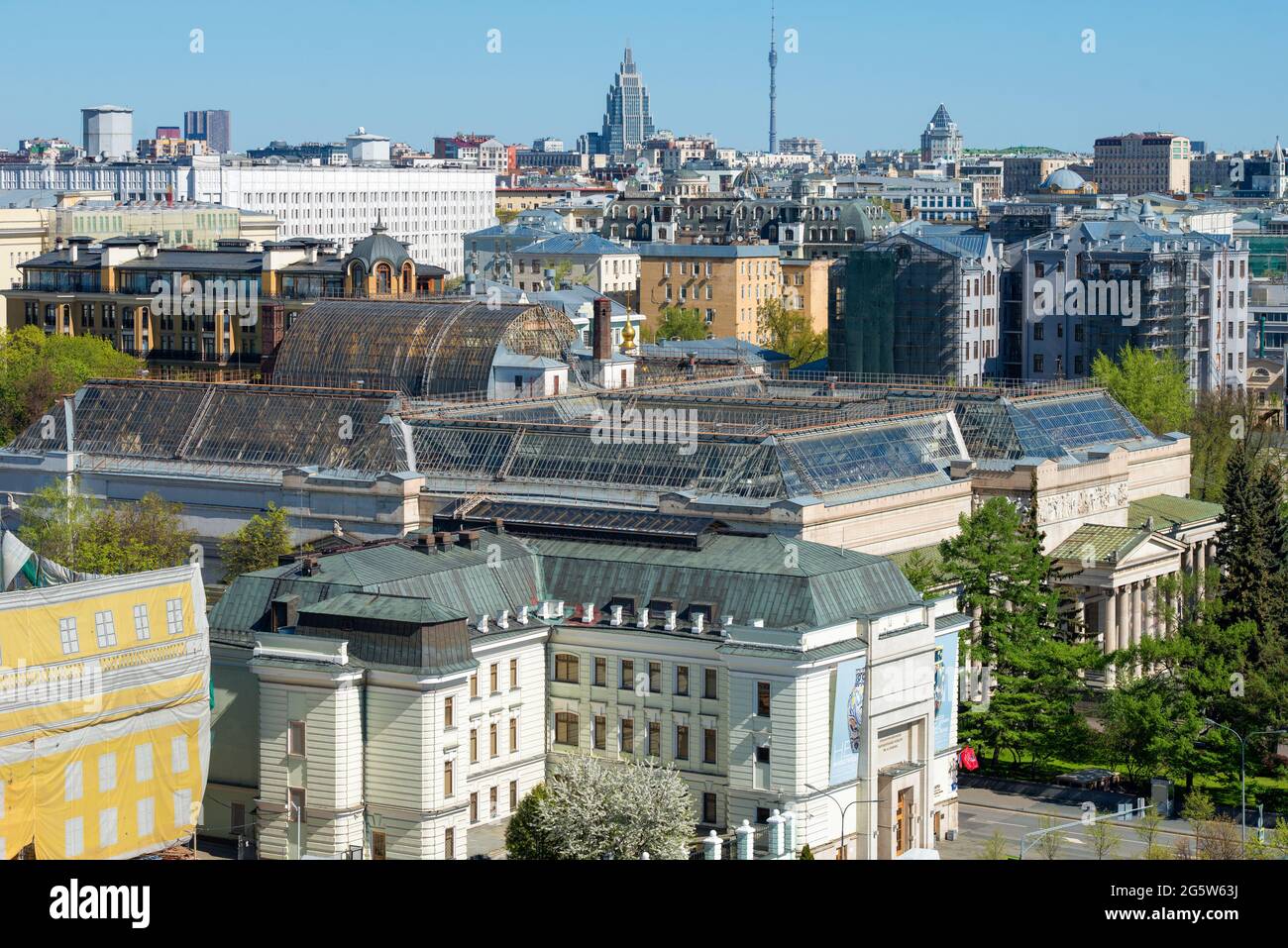 Moscow, Russia - May 10, 2021: Top view of the Fine Arts museum named ...