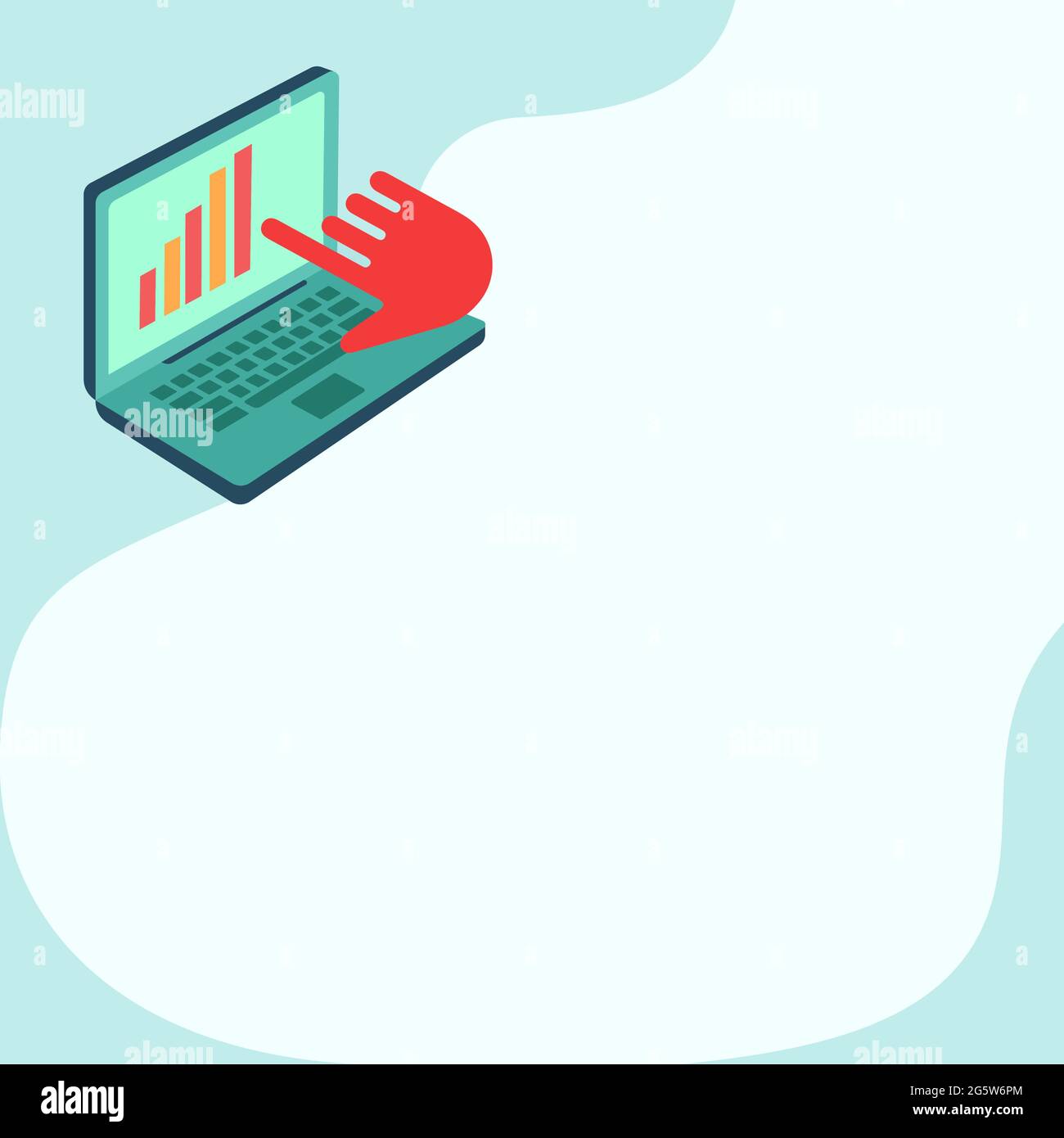 Laptop Drawing Showing Graph Growth Hand Pointing Screen. Notebook ...