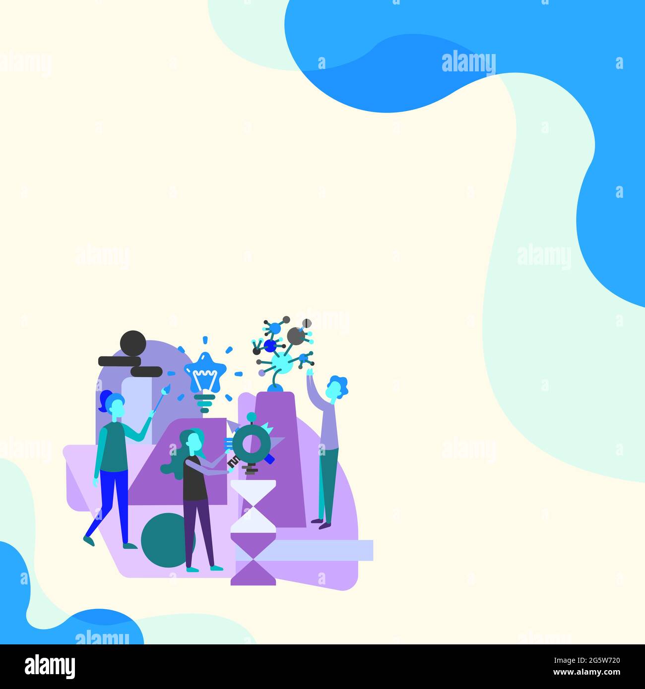 Three Collagues Illustration Practicing Hand Crafts Together. Students ...