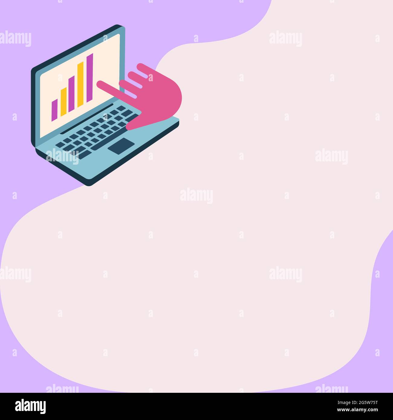 Laptop Drawing Showing Graph Growth Hand Pointing Screen. Notebook ...