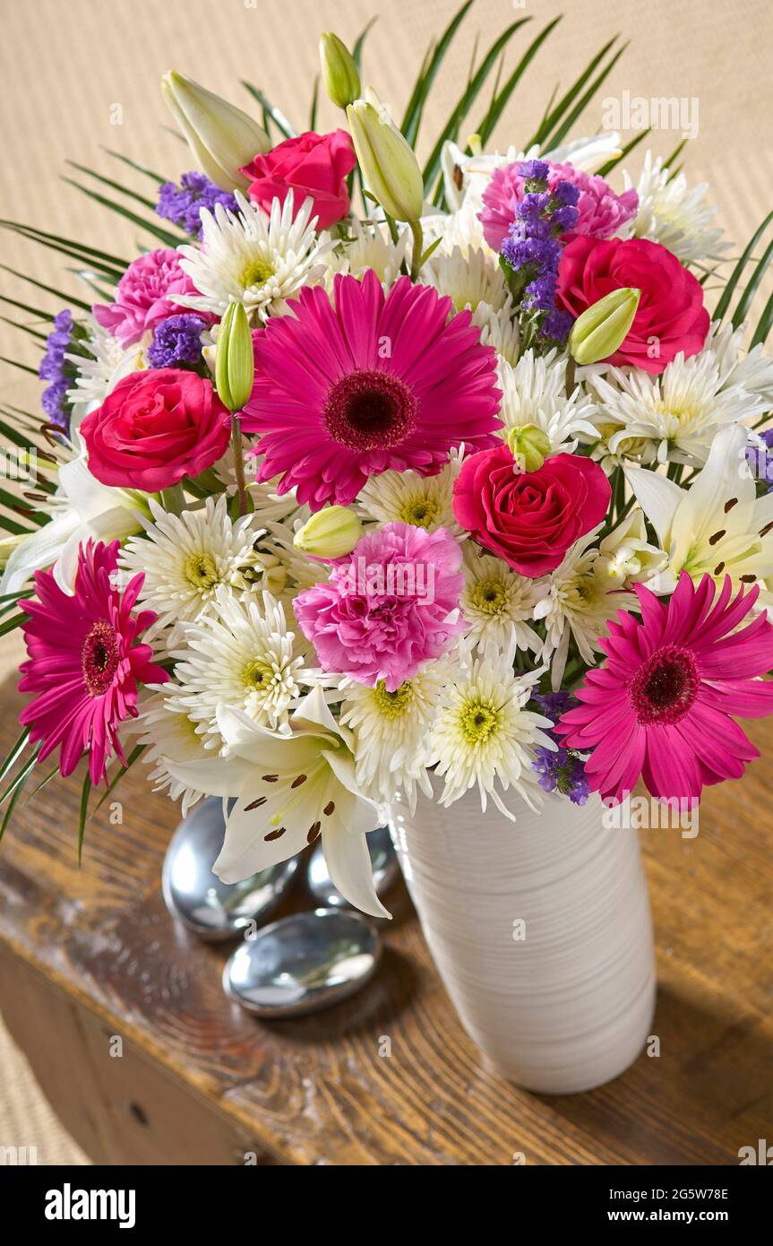 Beautiful display of contemporary pink flowers hi-res stock photography ...