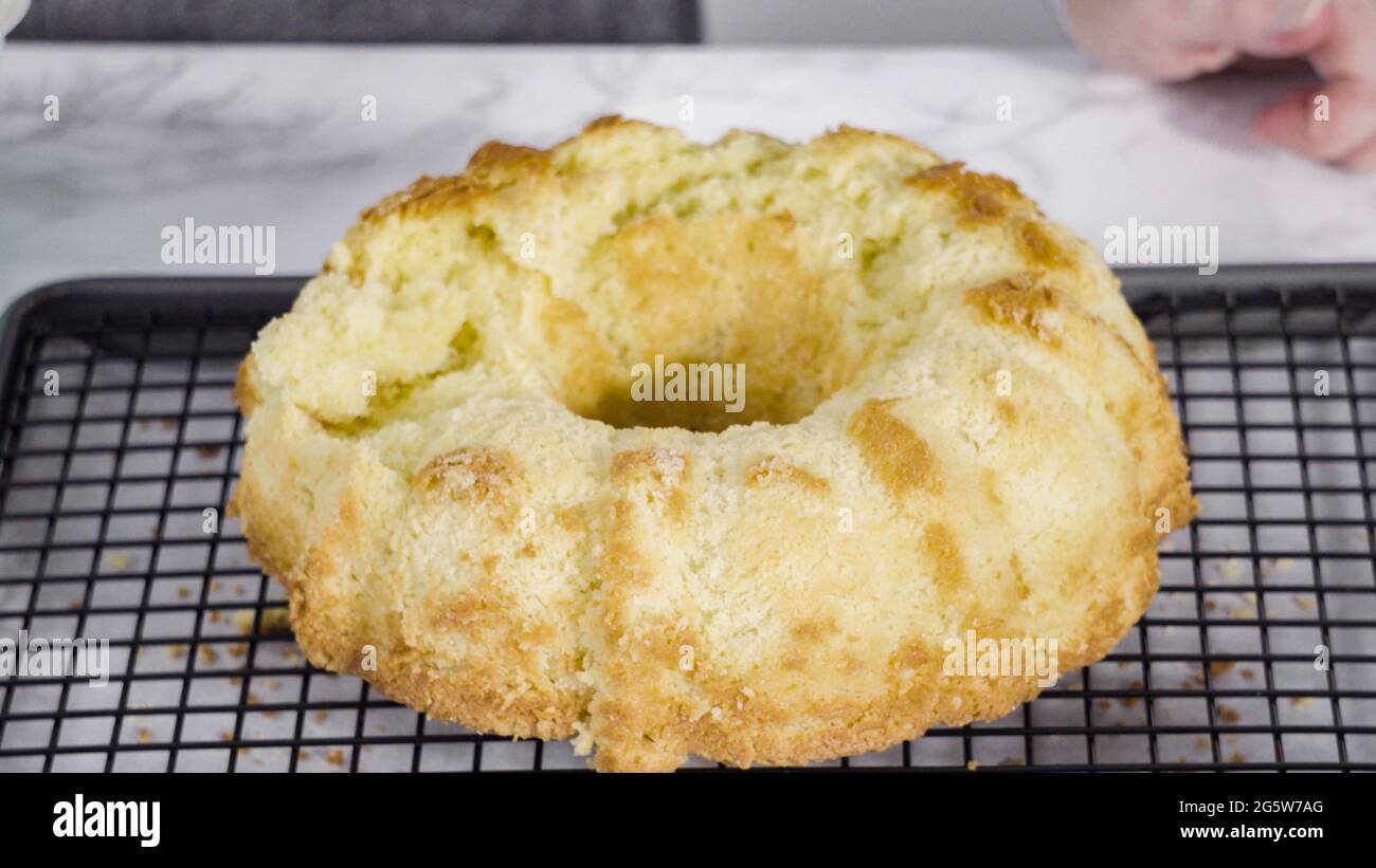 Step by step. Baking fail. Cooling freshly baked a lemon pound cake on ...