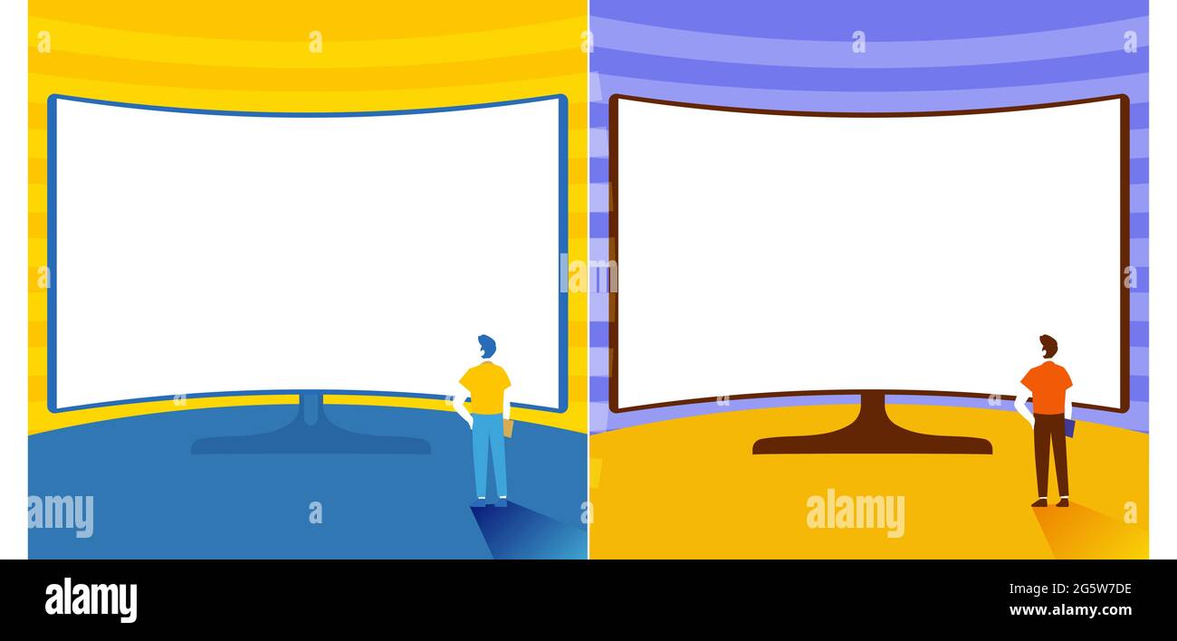 Man Standing Illustration Standing Infront Of Huge Display Monitor ...