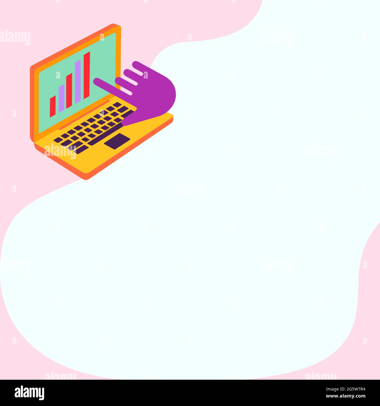 Laptop Drawing Showing Graph Growth Hand Pointing Screen. Notebook ...