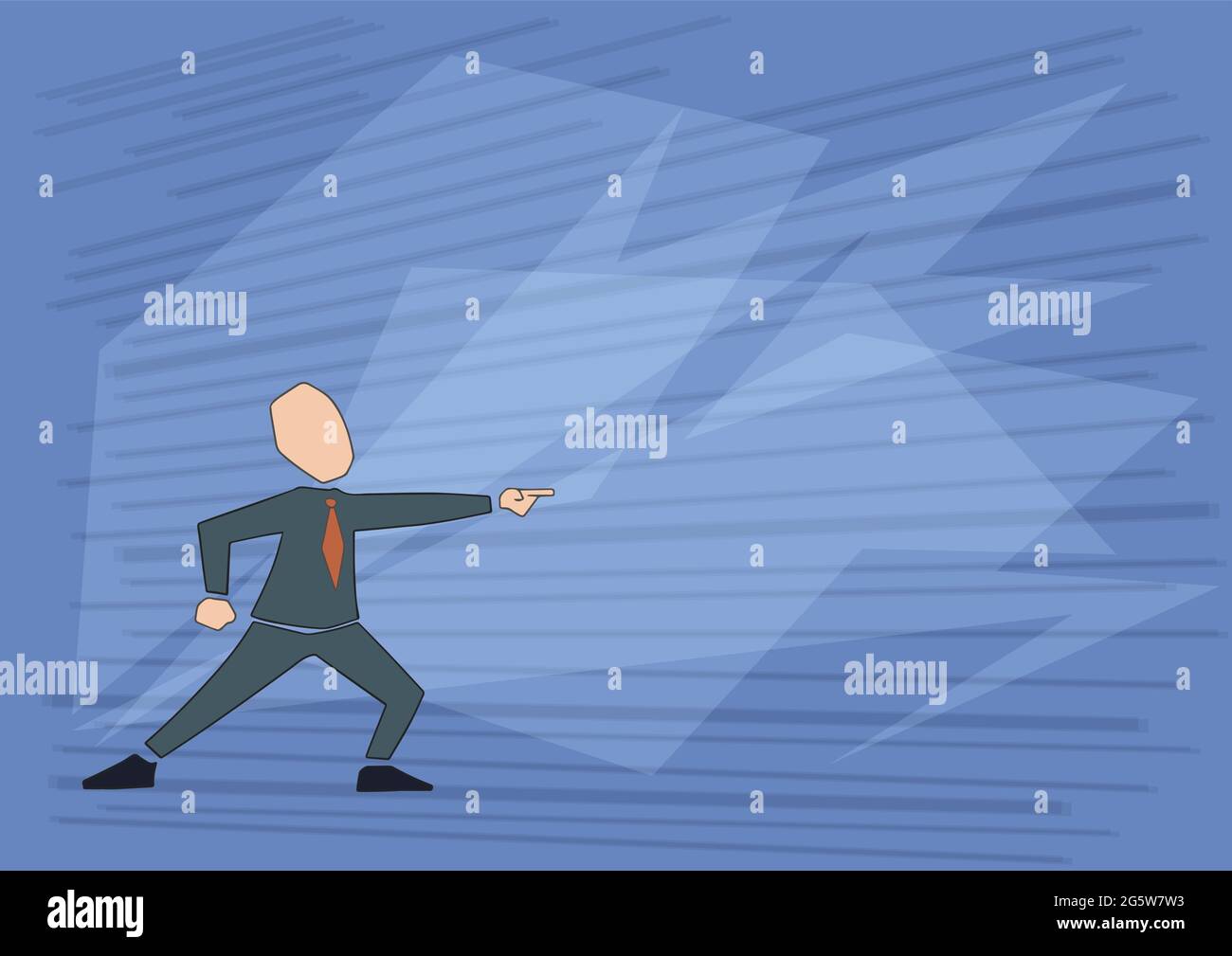 Man In Suit Drawing Half Standing And Pointing Forward Showing ...