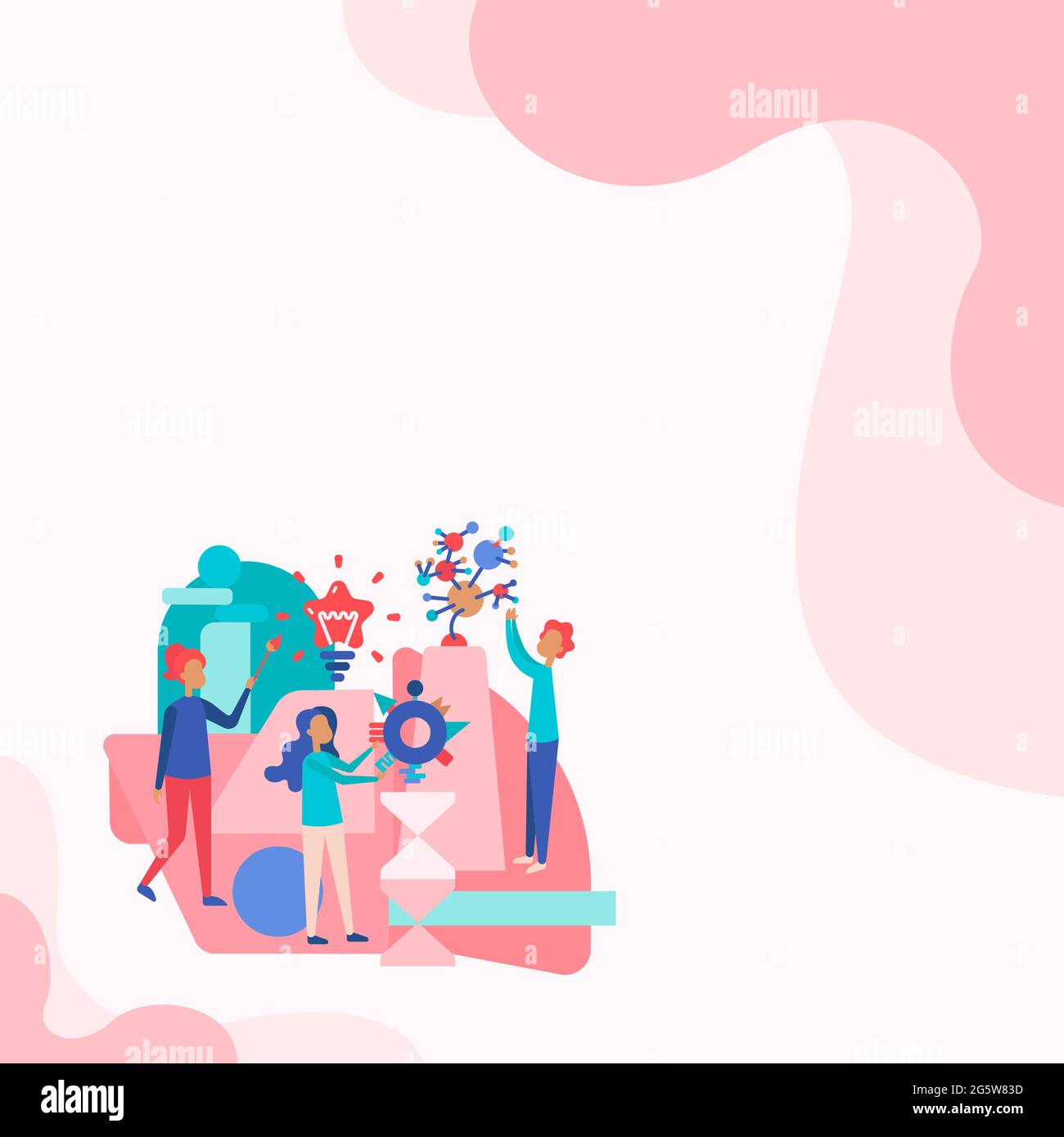 Three Collagues Illustration Practicing Hand Crafts Together. Students ...