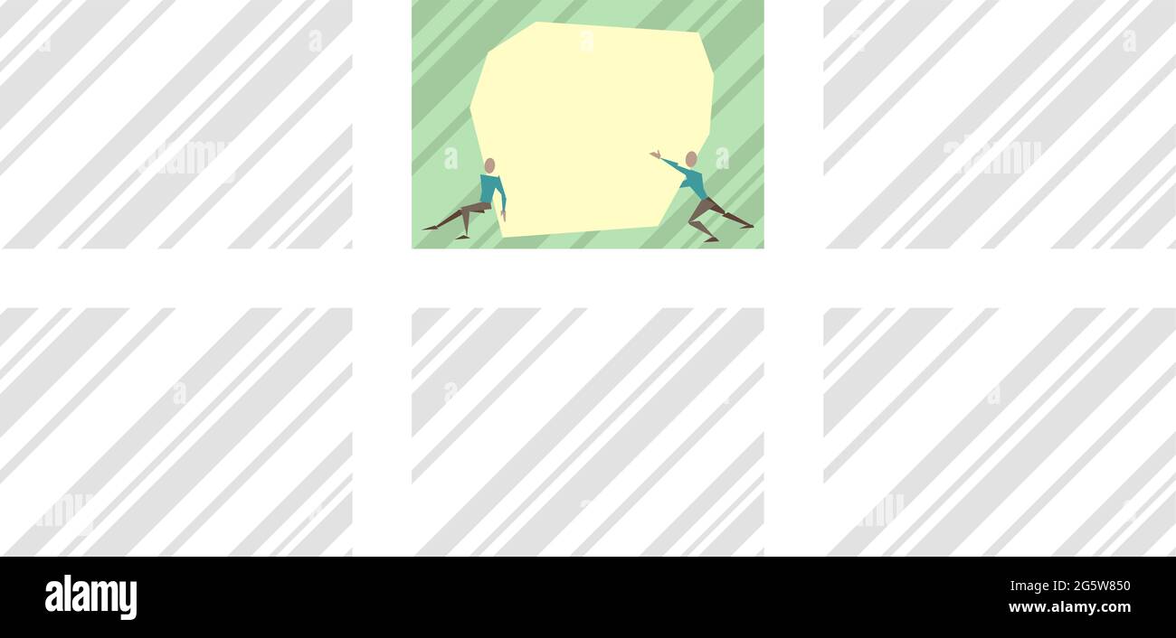 Two Men Illustration Trying To Lift Extra Large Rock To Free The Way ...