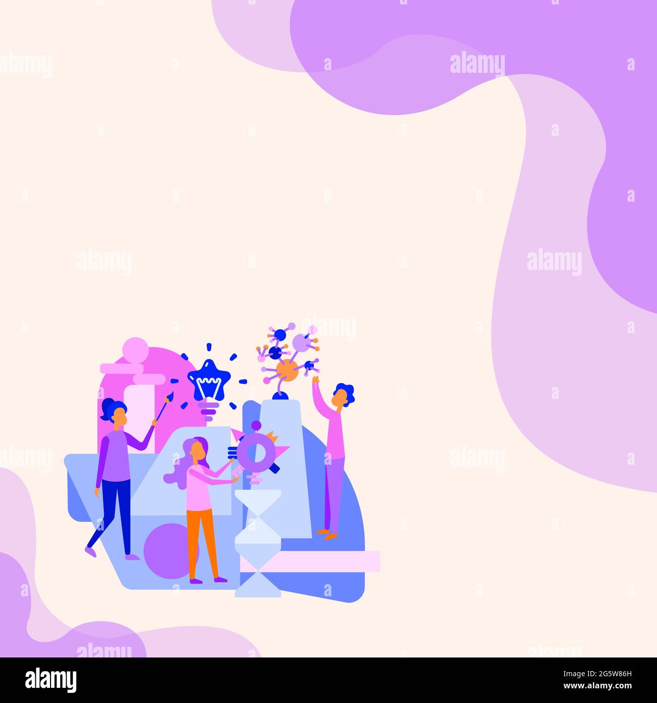 Three Collagues Illustration Practicing Hand Crafts Together. Students ...