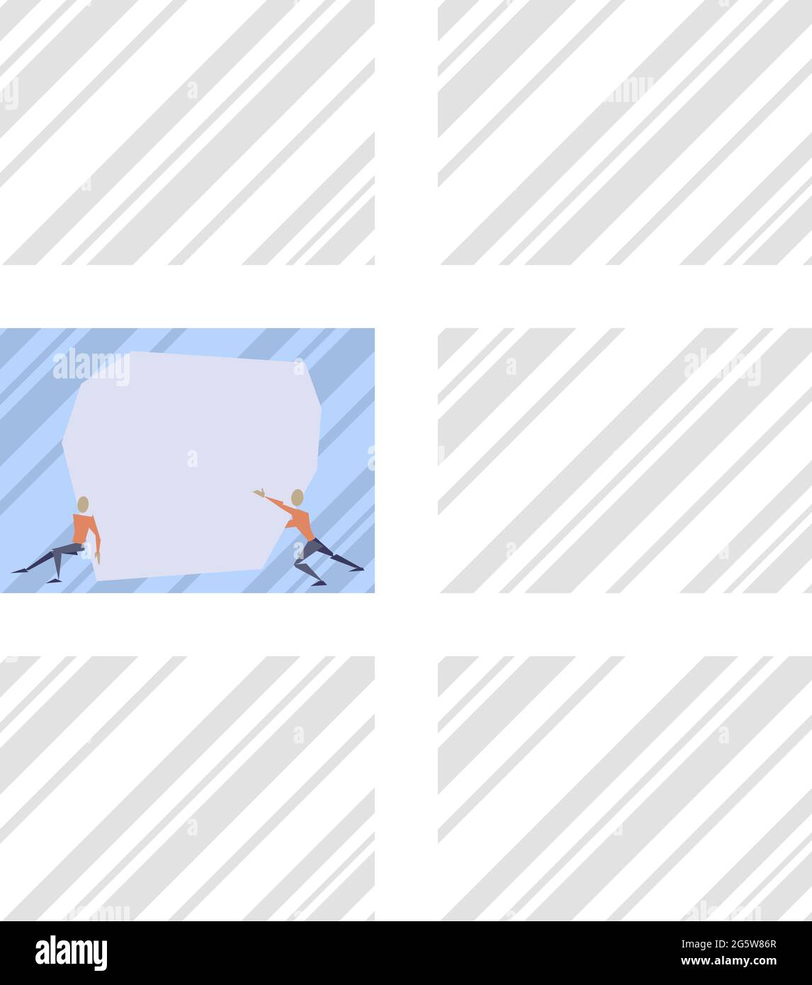 Two Men Illustration Trying To Lift Extra Large Rock To Free The Way ...