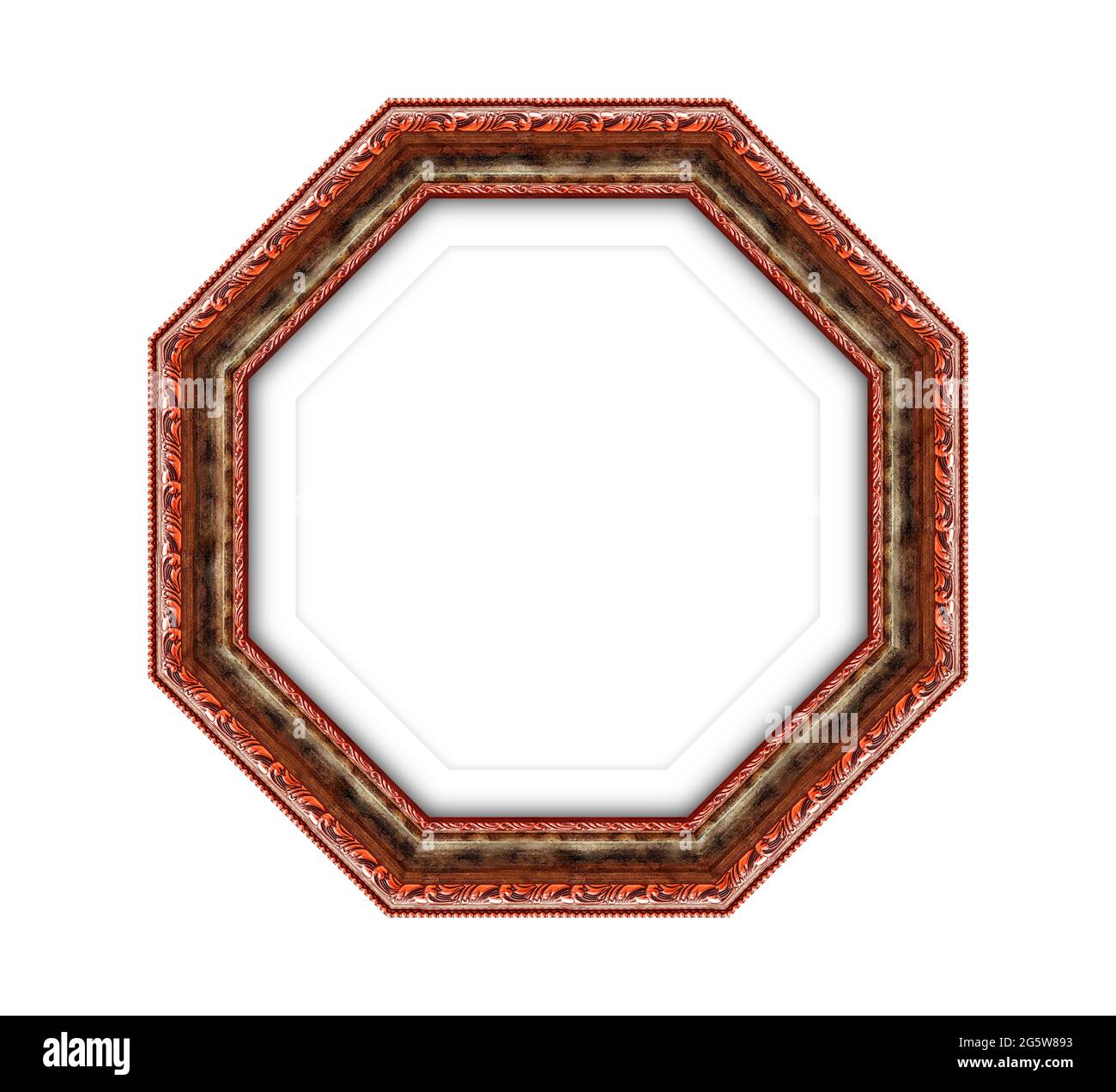 Polygonal wooden frame for picture or photo, red color, frame for a ...