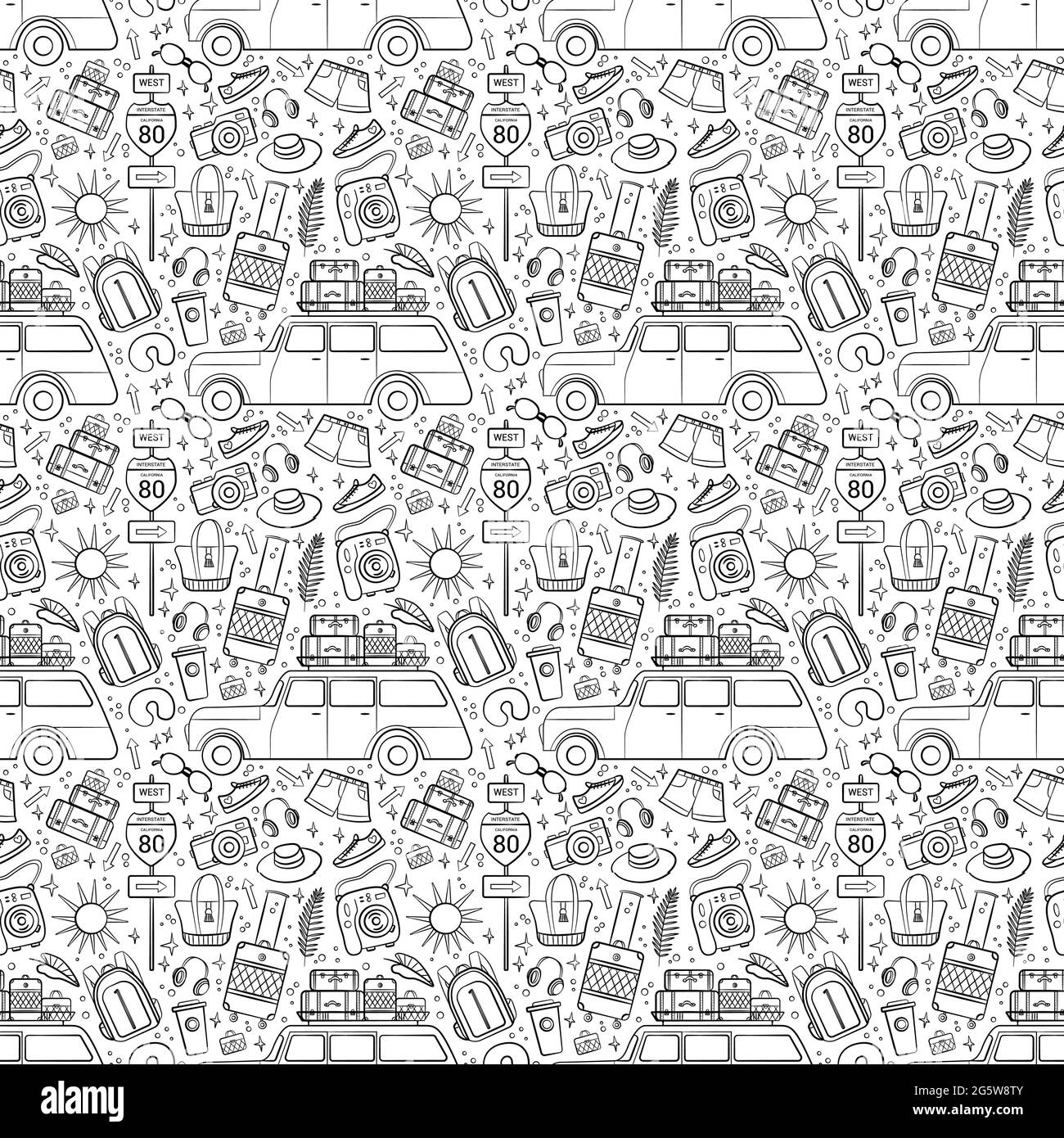 Travel and vacation seamless pattern with travel elements. Seamless ...