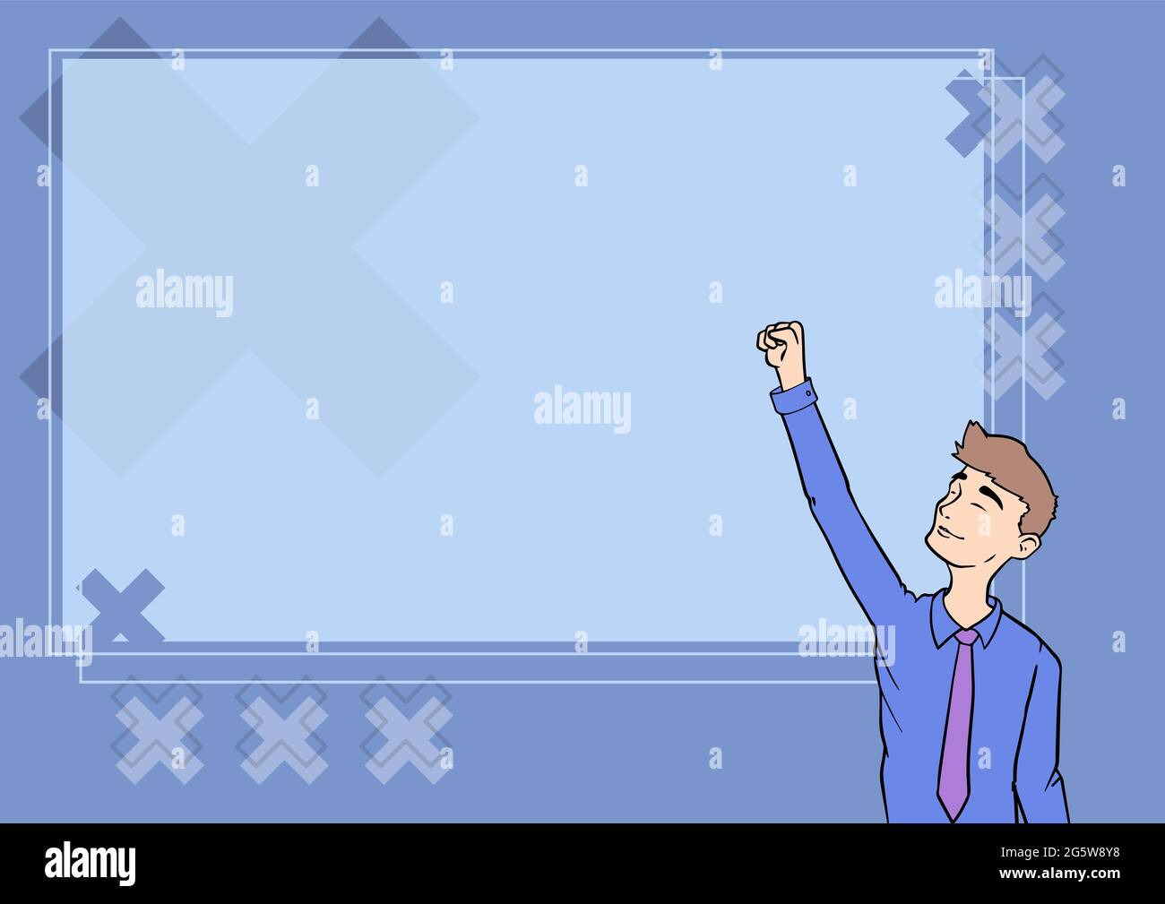 Happy Man Illustration Standing Infront Of Class Board Raising Hands ...