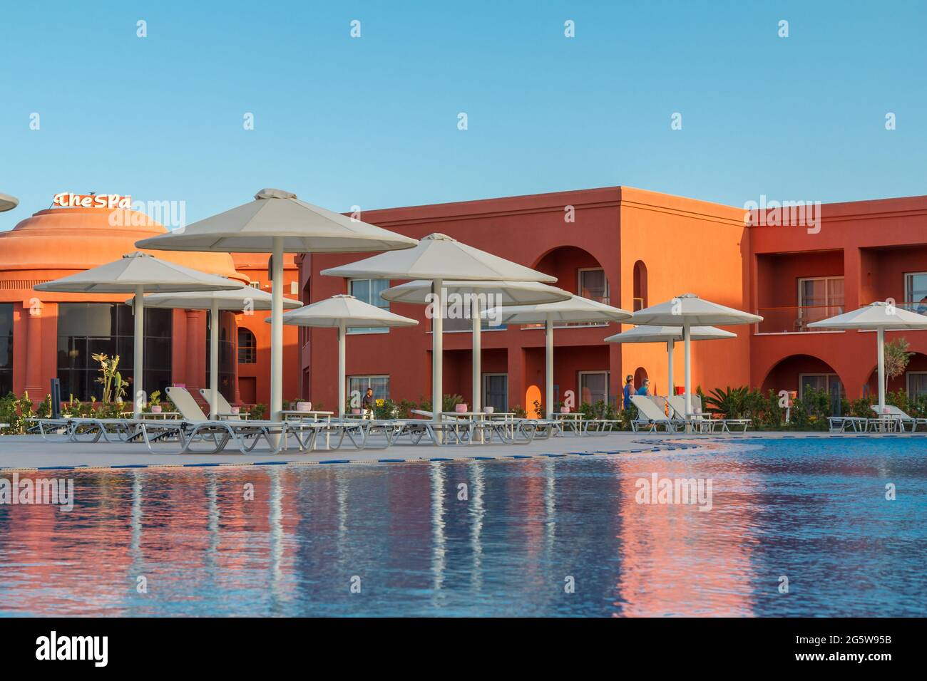 SHARM EL SHEIKH, EGYPT - JUNE 2, 2021: Pool with reflection of hotel ...