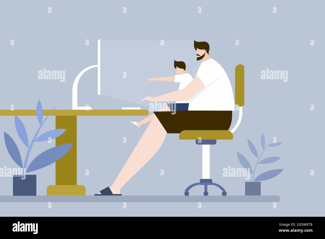 Father child work together Stock Vector Images - Alamy