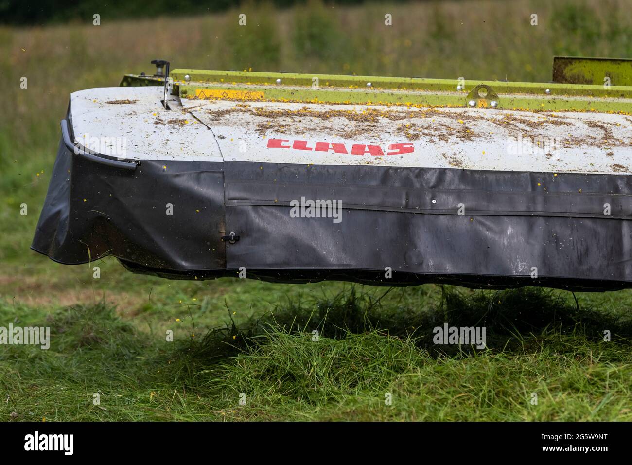 Summer grass cutting, Forest of Dean. CLAAS 820 Axion tractor and ...