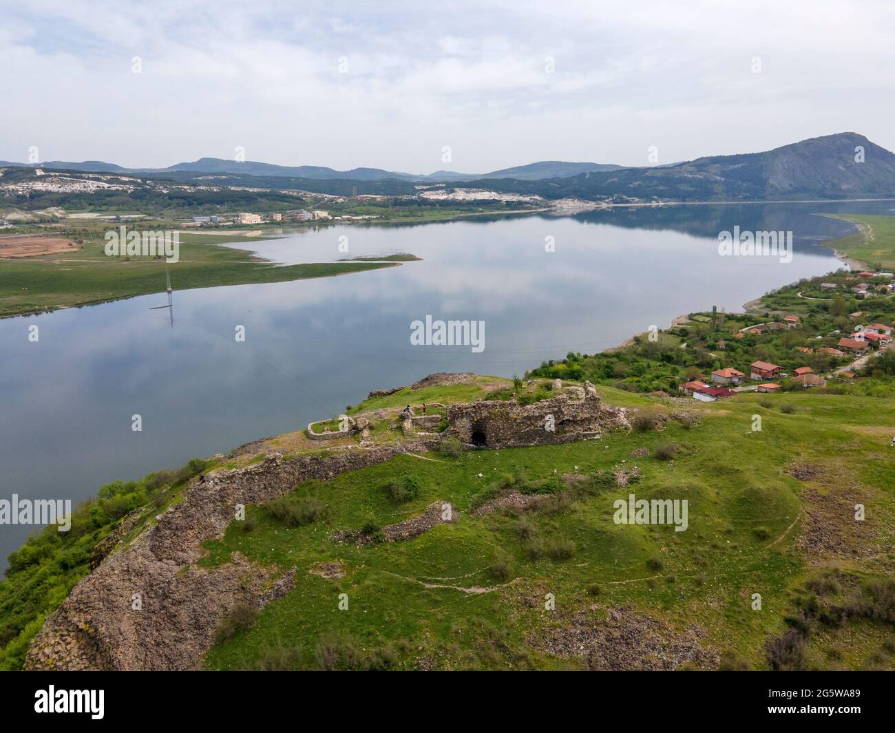 Aerial view of Studen Kladenets Reservoir, Kardzhali Region, Bulgaria ...