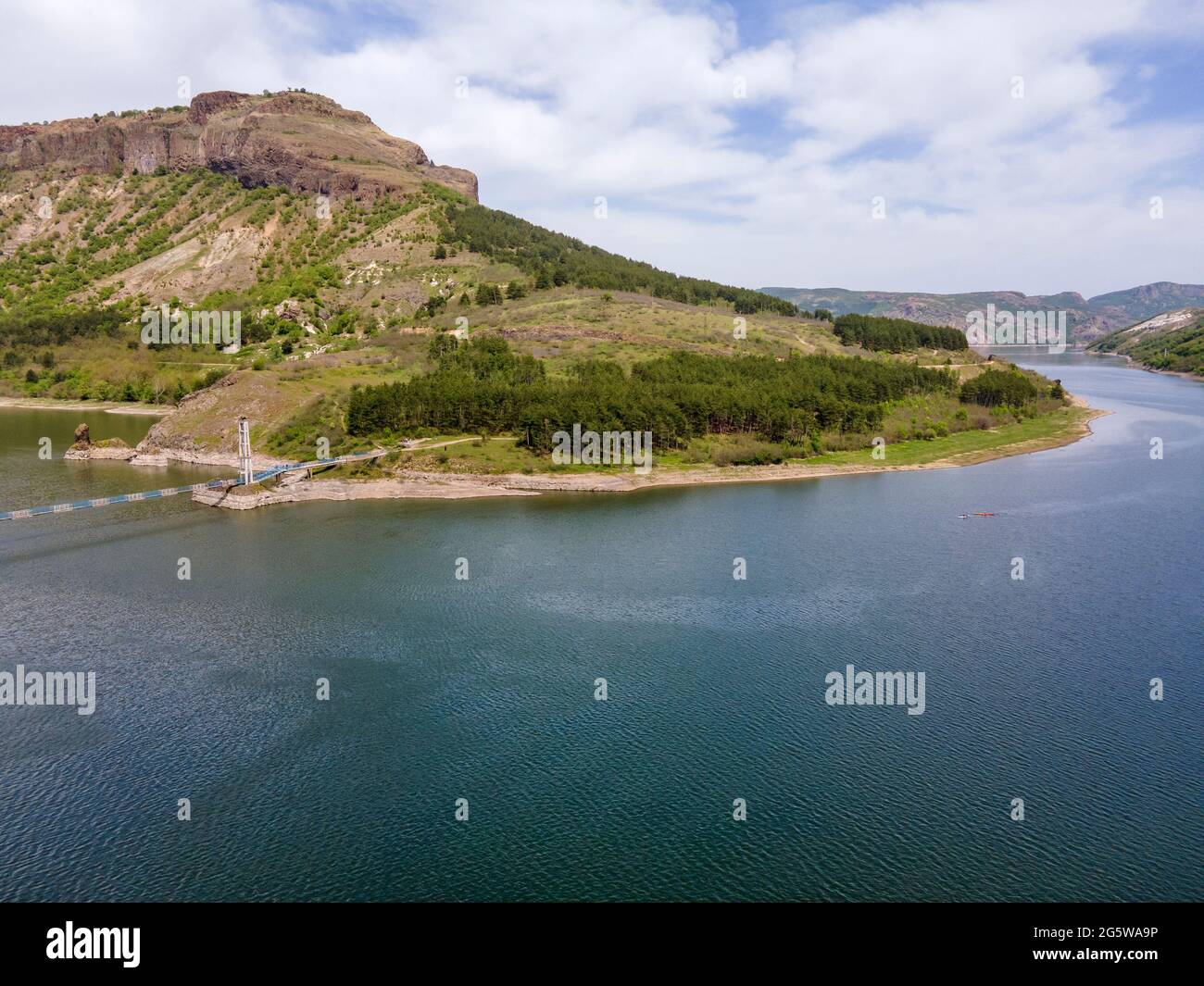Aerial view of Studen Kladenets Reservoir, Kardzhali Region, Bulgaria ...