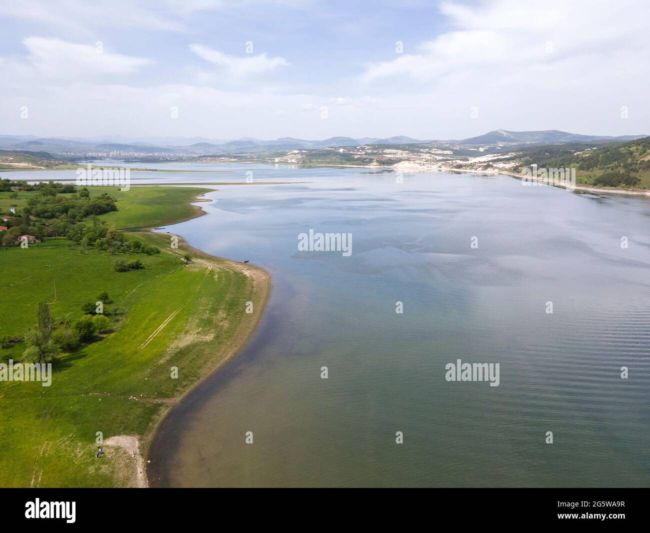 Aerial view of Studen Kladenets Reservoir, Kardzhali Region, Bulgaria ...