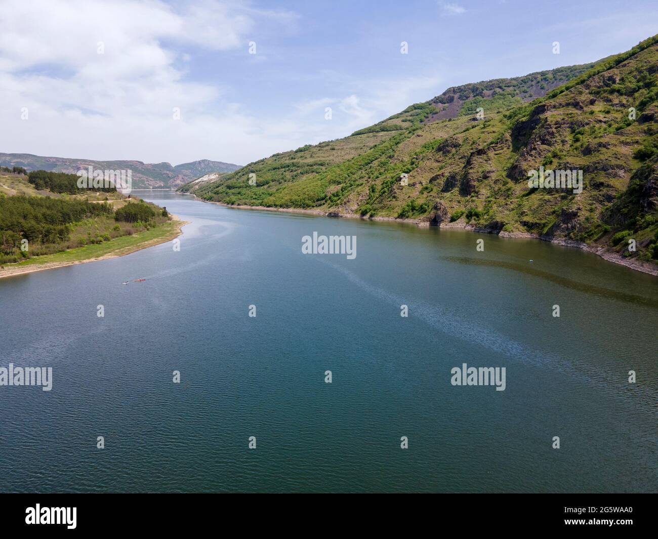 Aerial view of Studen Kladenets Reservoir, Kardzhali Region, Bulgaria ...