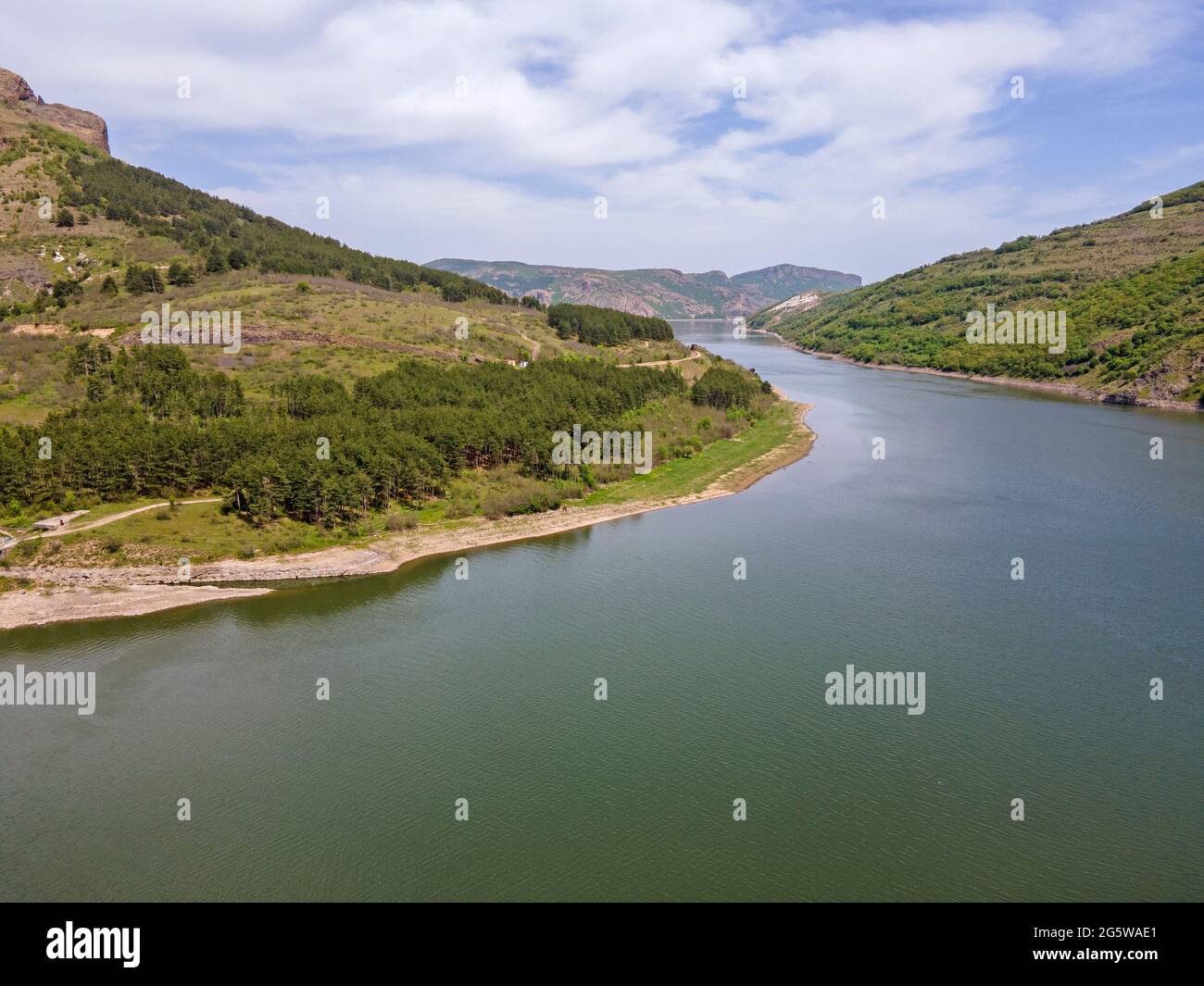 Aerial view of Studen Kladenets Reservoir, Kardzhali Region, Bulgaria ...