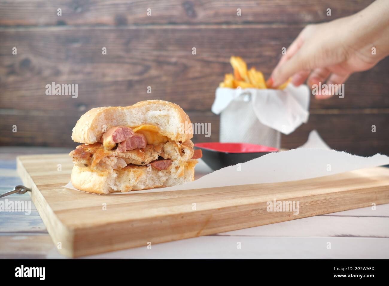Half eaten hamburger cheeseburger burger beef hi-res stock photography ...