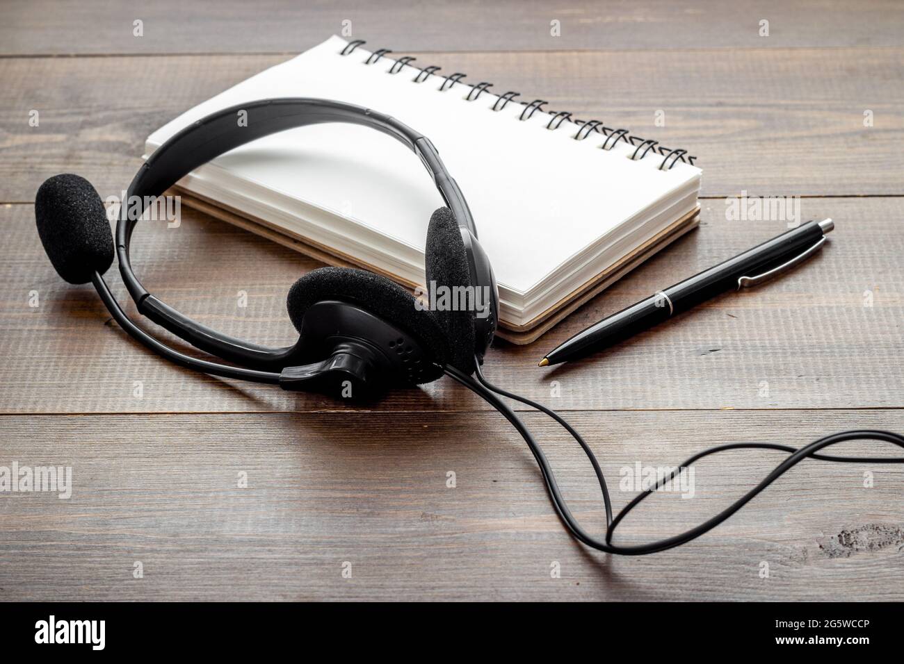 Hotline or call center support equipment. Headset equipment Stock Photo ...