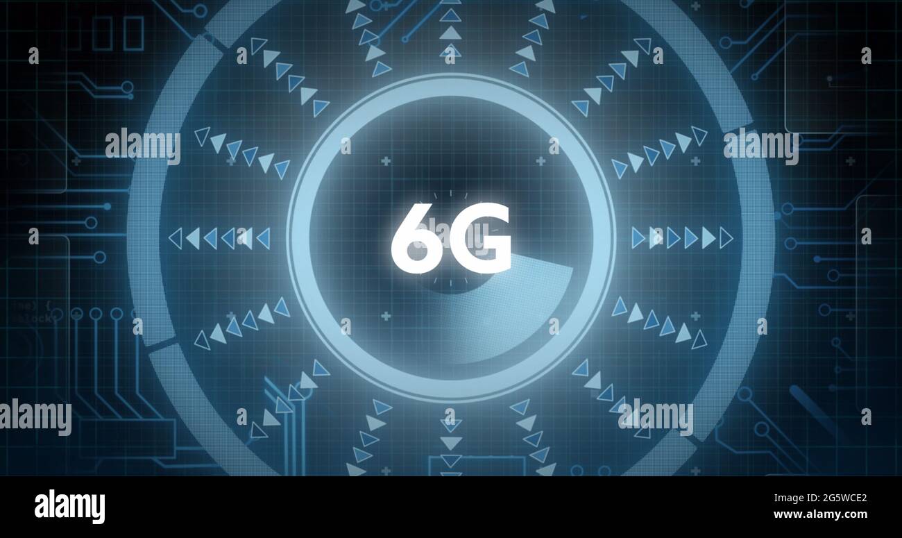 Image Of 6g Text Data Processing And Scope On Screens Over Grid On 4741