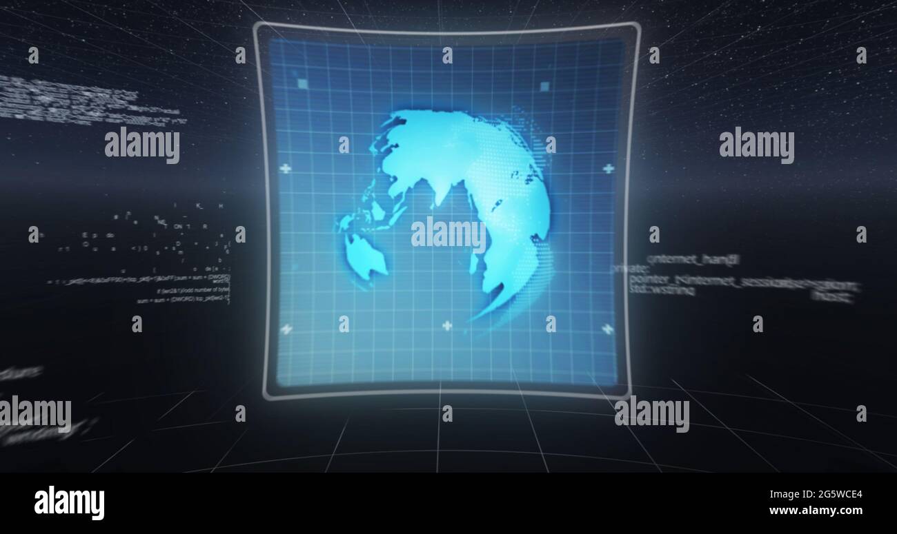 Image of 6g text, data processing and globe on screens over dark blue background Stock Photo - Alamy
