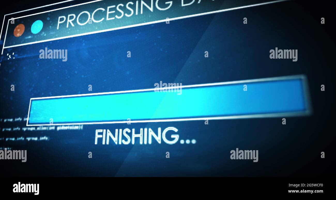 Image of processing data text digital interface flickering on screen ...