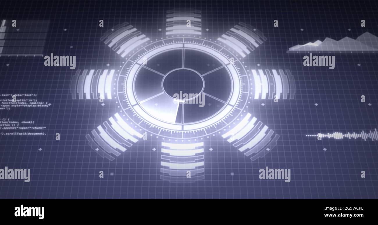 Image of scope scanning and data processing over grid Stock Photo - Alamy