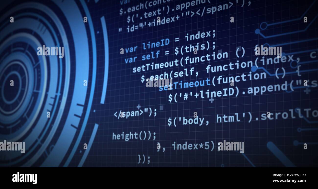 Image of scope scanning, processor elements and data processing on grid Stock Photo - Alamy