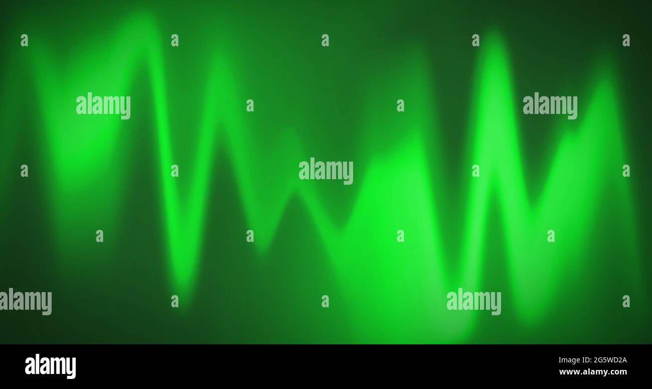 Digital image of green heart rate monitor waves on black background ...