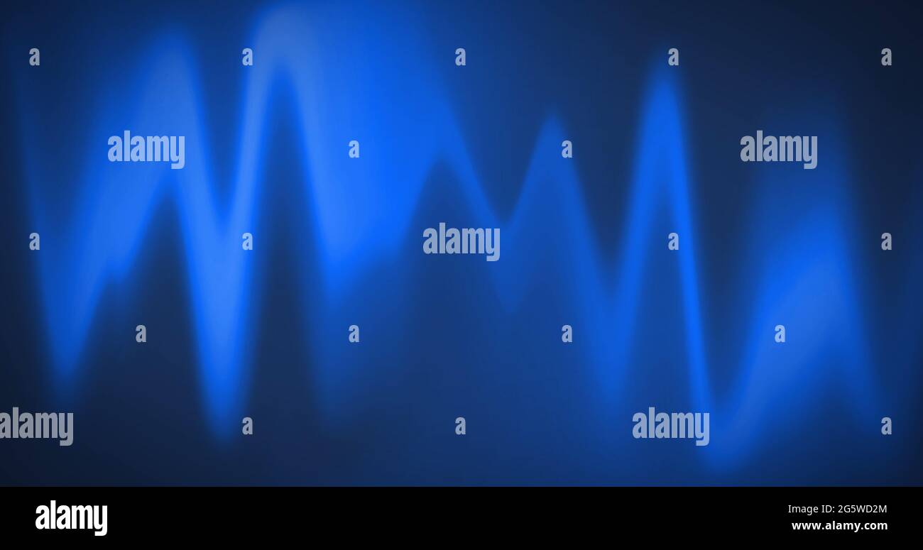 Digital image of blue heart rate monitor waves on black background ...