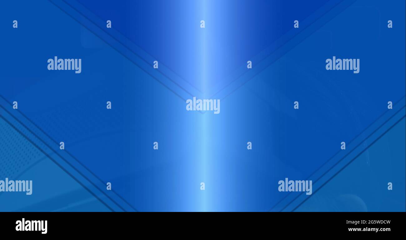 Digitally generated image of light trail against blue technology ...