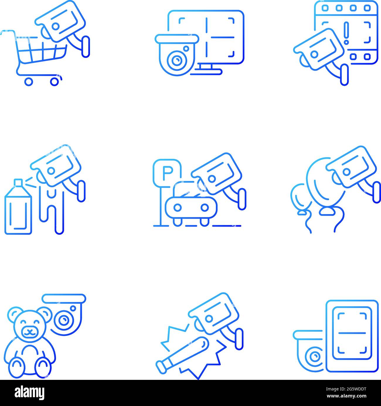 Securing home and business gradient linear vector icons set. Avoid ...