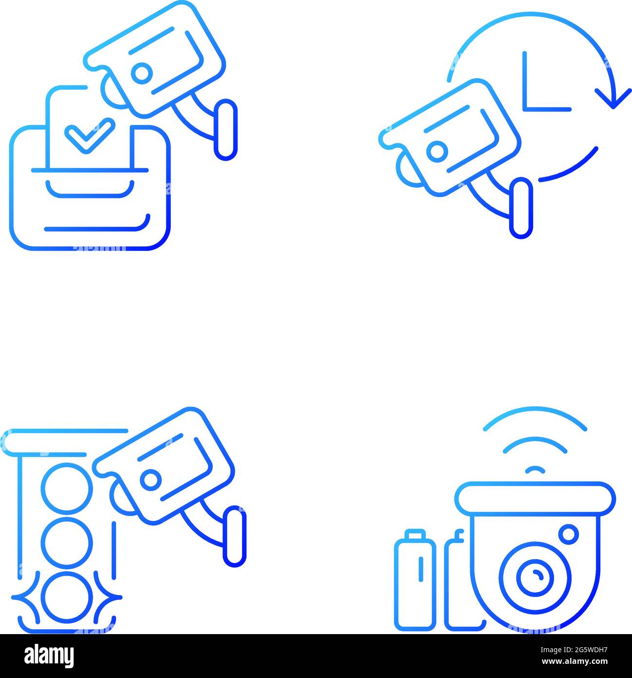 Surveillance system gradient linear vector icons set. Electoral fraud ...