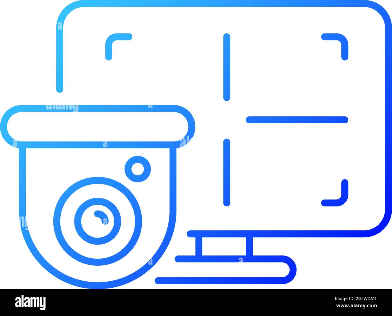 CCTV monitor gradient linear vector icon. Device for surveillance video ...