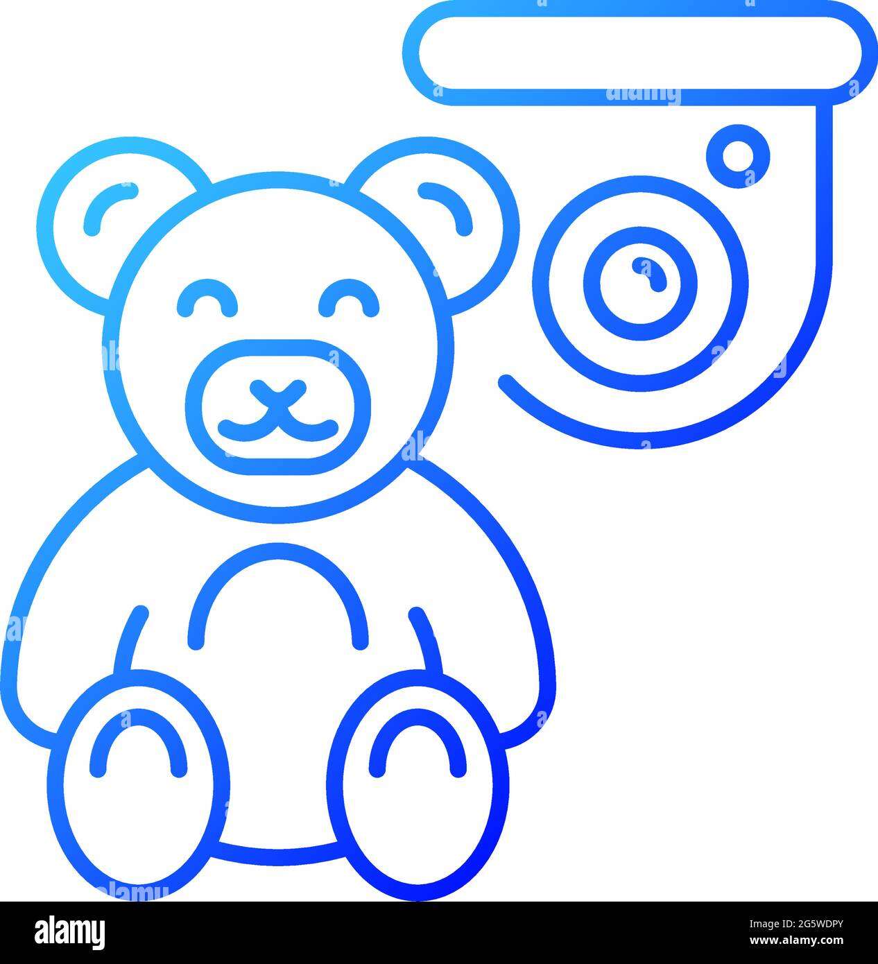 Keeping kids safely with security camera gradient linear vector icon ...