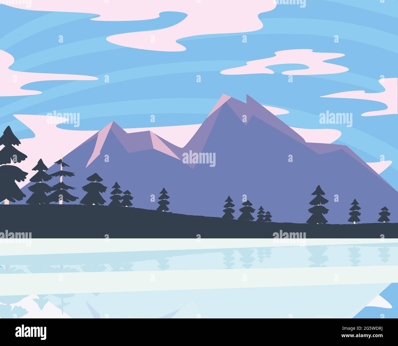 Horizontal trees and lake Stock Vector Images - Alamy