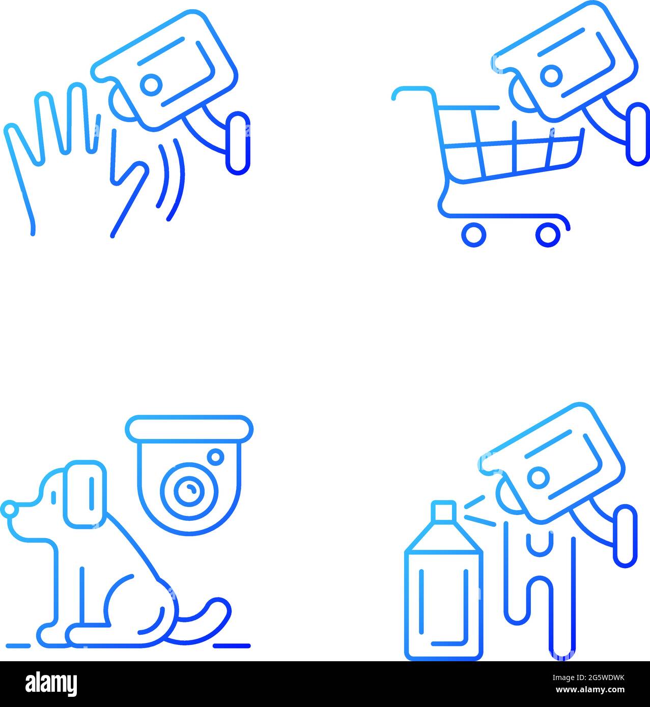 CCTV camera installation gradient linear vector icons set. Motion ...