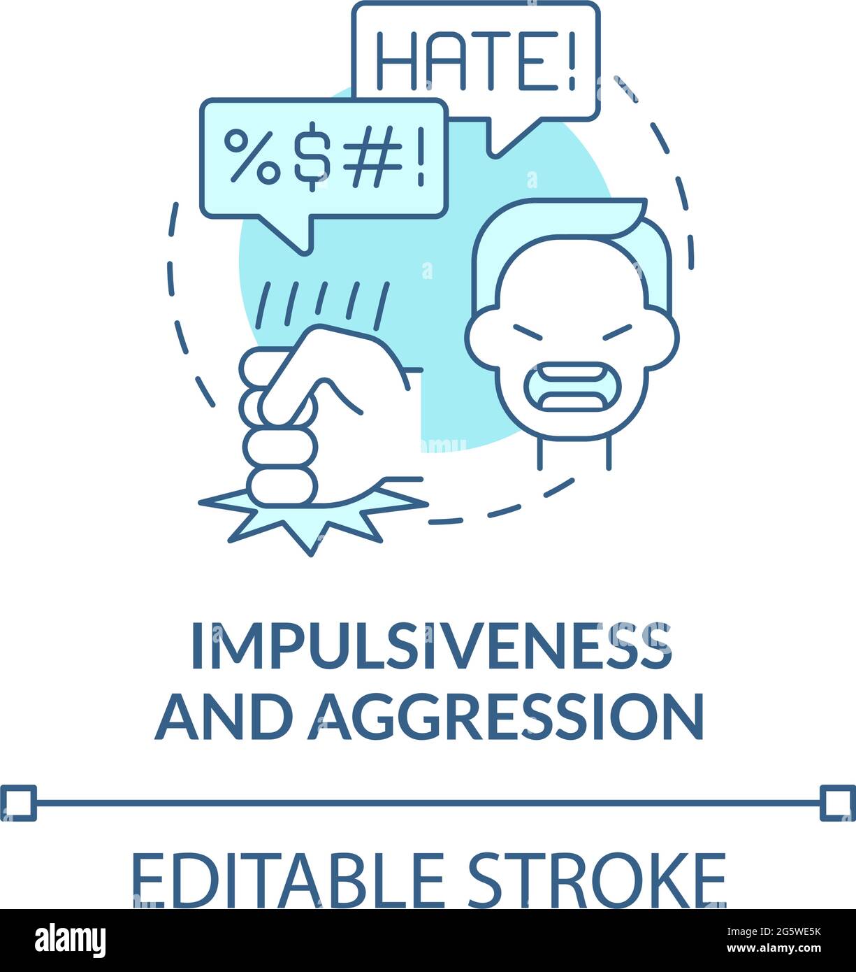 Aggressive and impulsive behaviors concept icon. Autism sign abstract ...