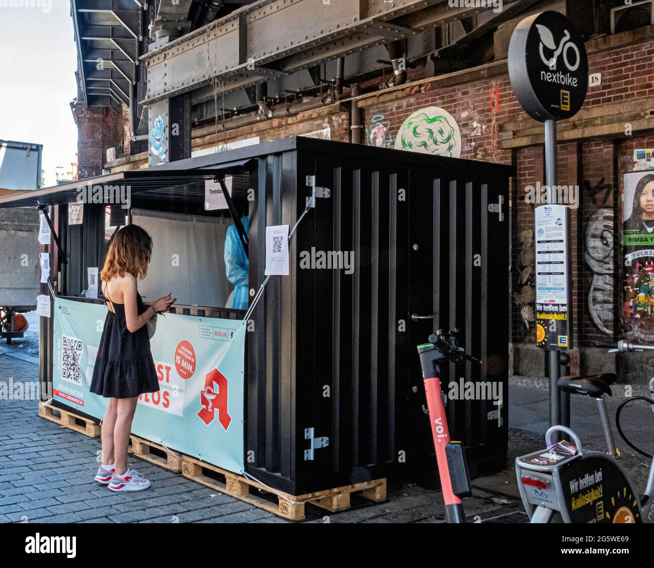 Rapid Corona test centre under railway viaduct during Corona pandemic ...