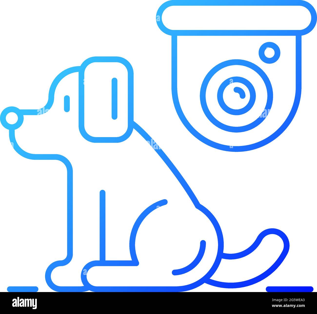 Pet control camera gradient linear vector icon. Monitoring cats, dogs ...