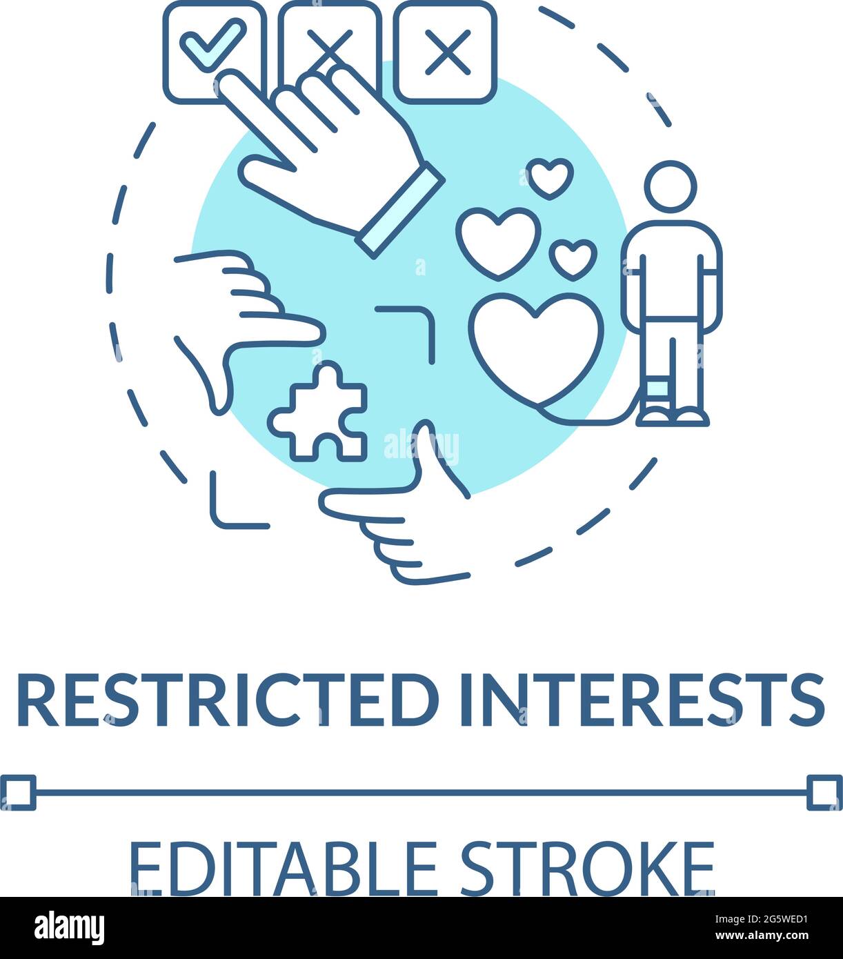 Restricted interests concept icon. Autism symptom abstract idea thin ...