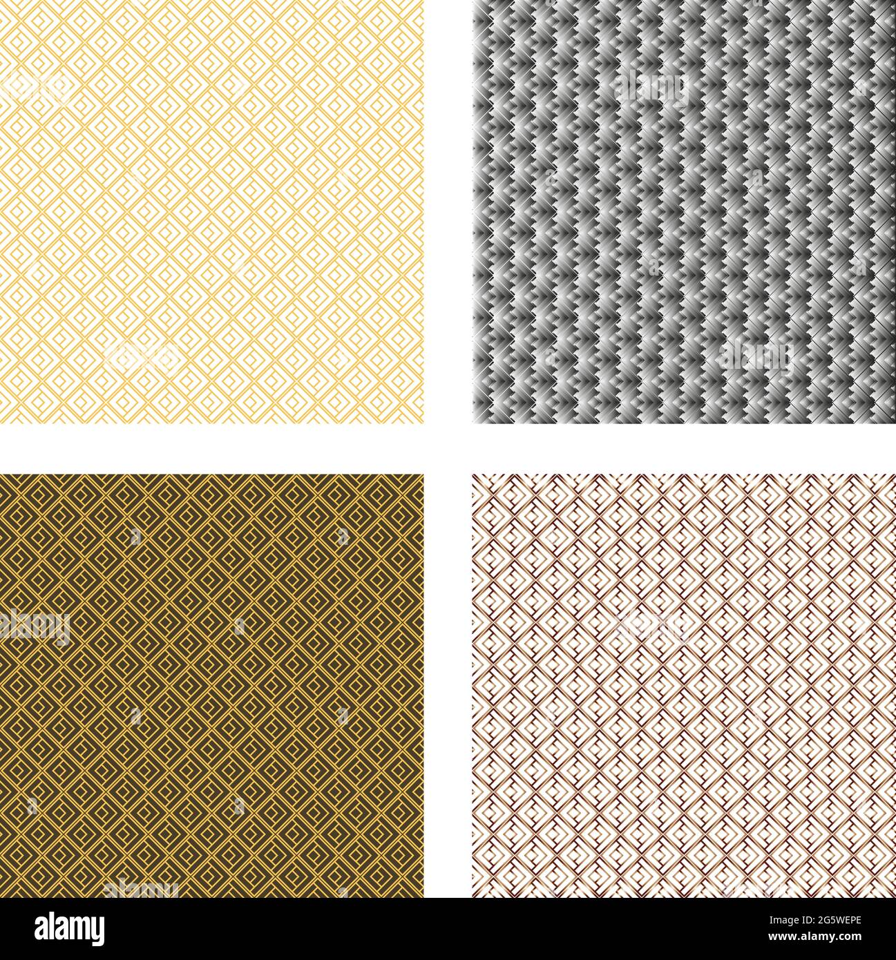 Set of square grid patterns with 3D effect and metal gradient colored ...