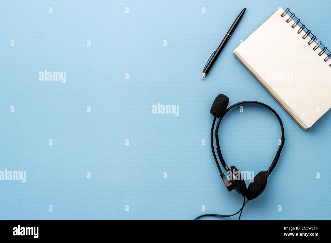 Hotline or call center support equipment. Headset equipment Stock Photo ...
