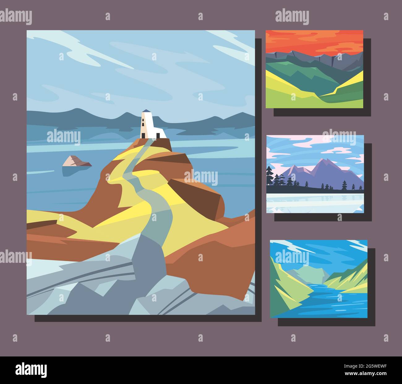 The four landscapes Stock Vector Images - Alamy