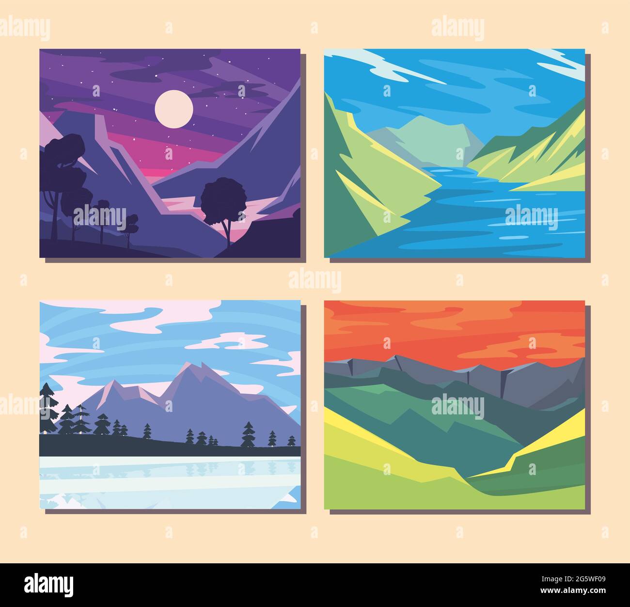 Four scenes Stock Vector Images - Alamy