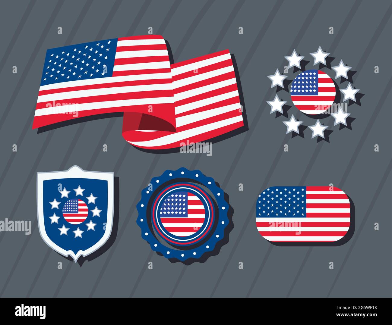 five usa flag set icons Stock Vector Image & Art - Alamy